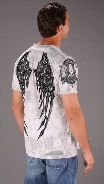 Affliction Mens Spiker Short Sleeve Velvet Angel Wings Cross Tee Shirt ...