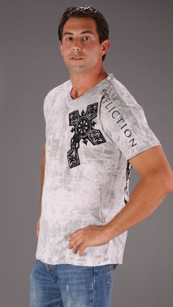 Affliction Mens Spiker Short Sleeve Velvet Angel Wings Cross Tee Shirt ...