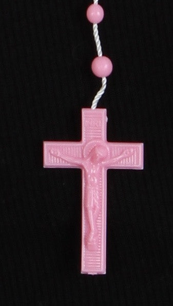 Plastic Rosary Bead Necklace in Baby Pink – ShopAA