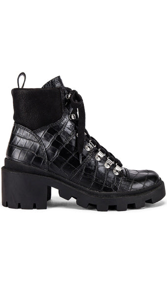 Dolce Vita Rubi Ankle Bootie Black Noir Croco Block Heel Shoes ShopAA