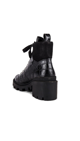 Dolce Vita Rubi Ankle Bootie Black Noir Croco Block Heel Shoes ShopAA
